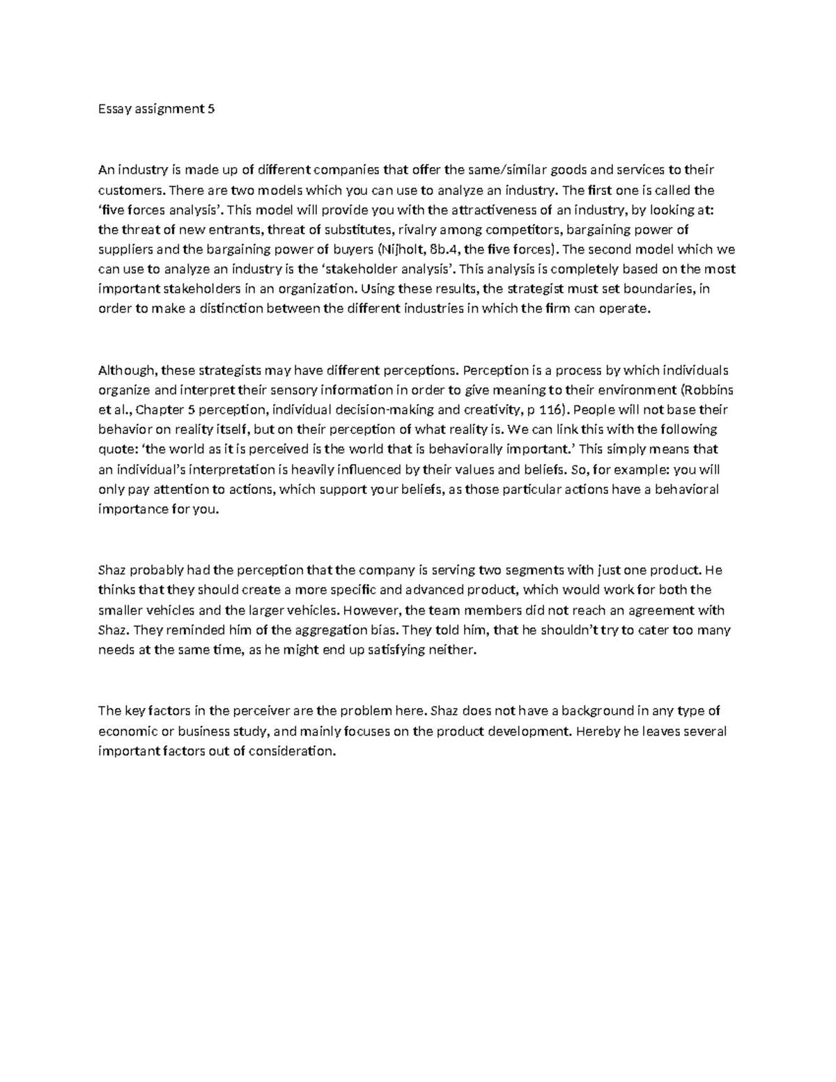 Document 3 - work - Essay assignment 5 An industry is made up of ...