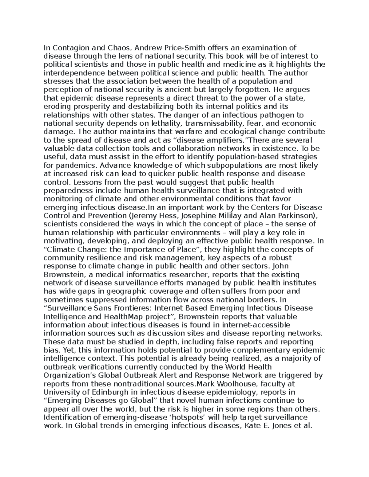 1036 - notes written for bio - In Contagion and Chaos, Andrew Price ...