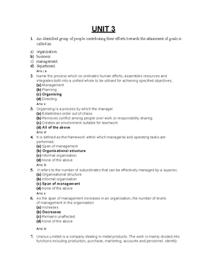 Unit 5 MCQ AL - anna university , principles of management mcq model ...