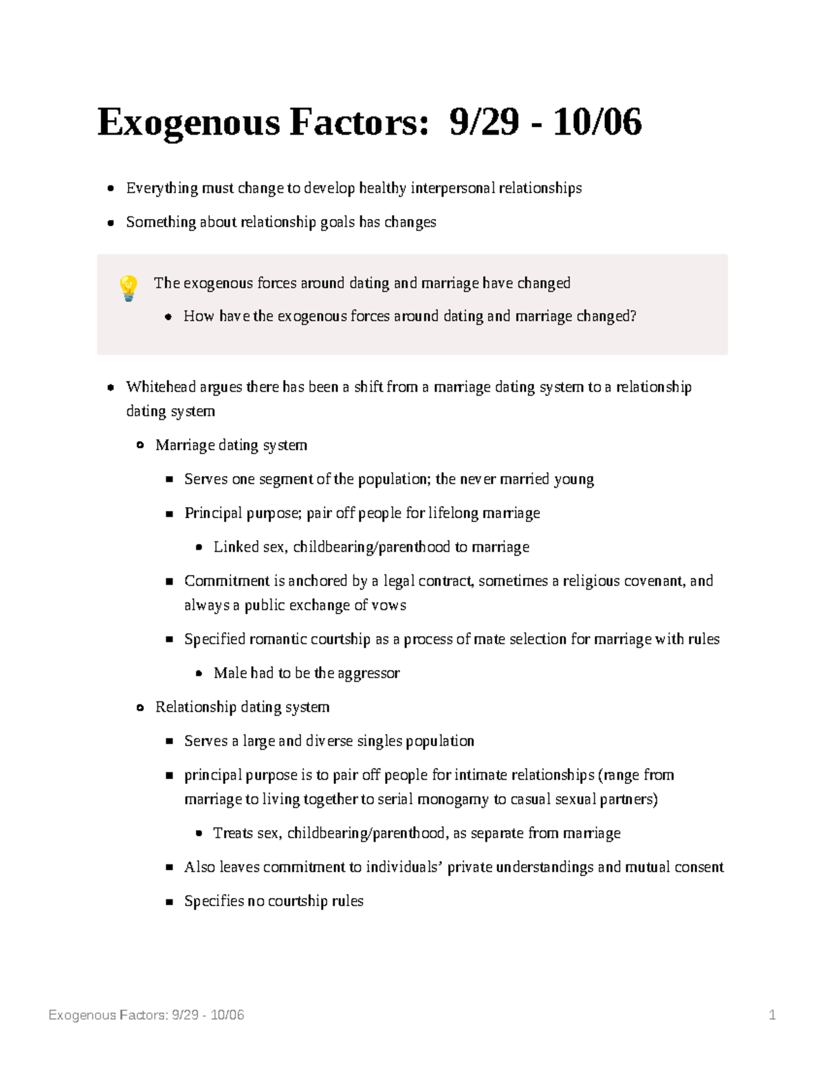 Exogenous Factors - development) is determined by how the dyad manages ...