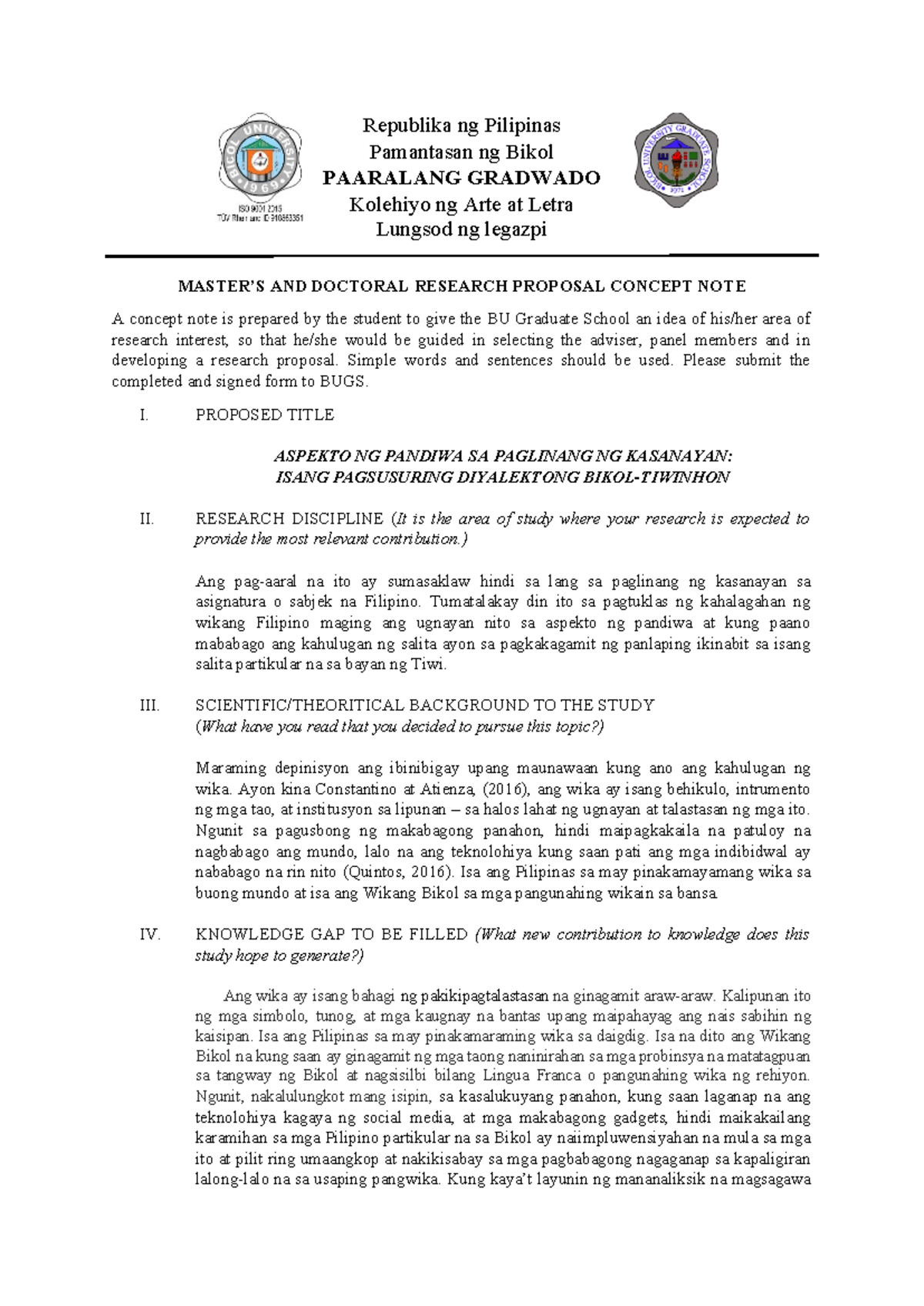 Concept Note-Cobilla, Ma. Angelica - Republika ng Pilipinas Pamantasan ...