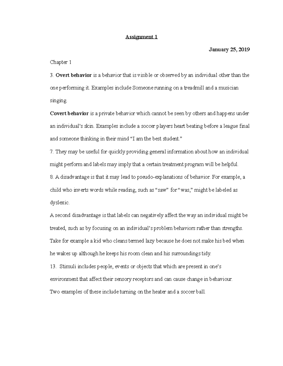 Behavioural Mod Ass1 1 St Assignment For Psyc 2440 D01 Behaviour Modification Assignment 1