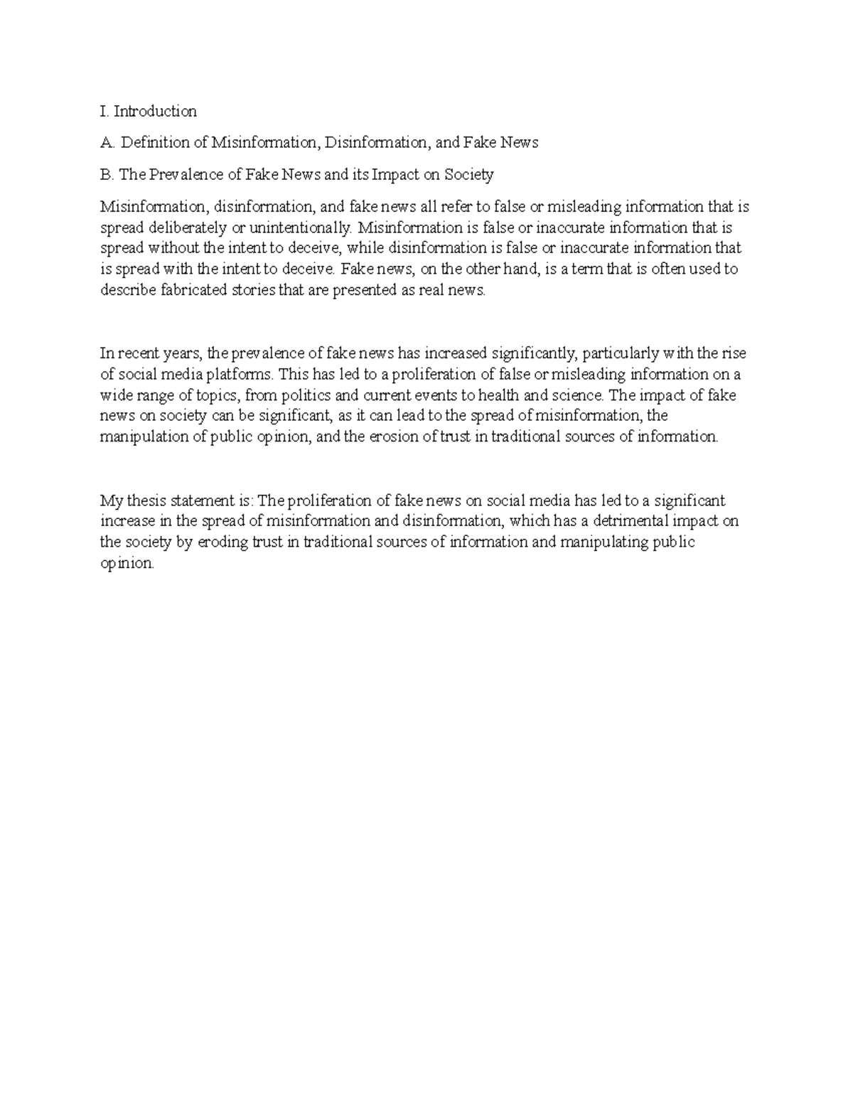 Misinformation, Disinformation, and Fake News 1 - I. Introduction A ...