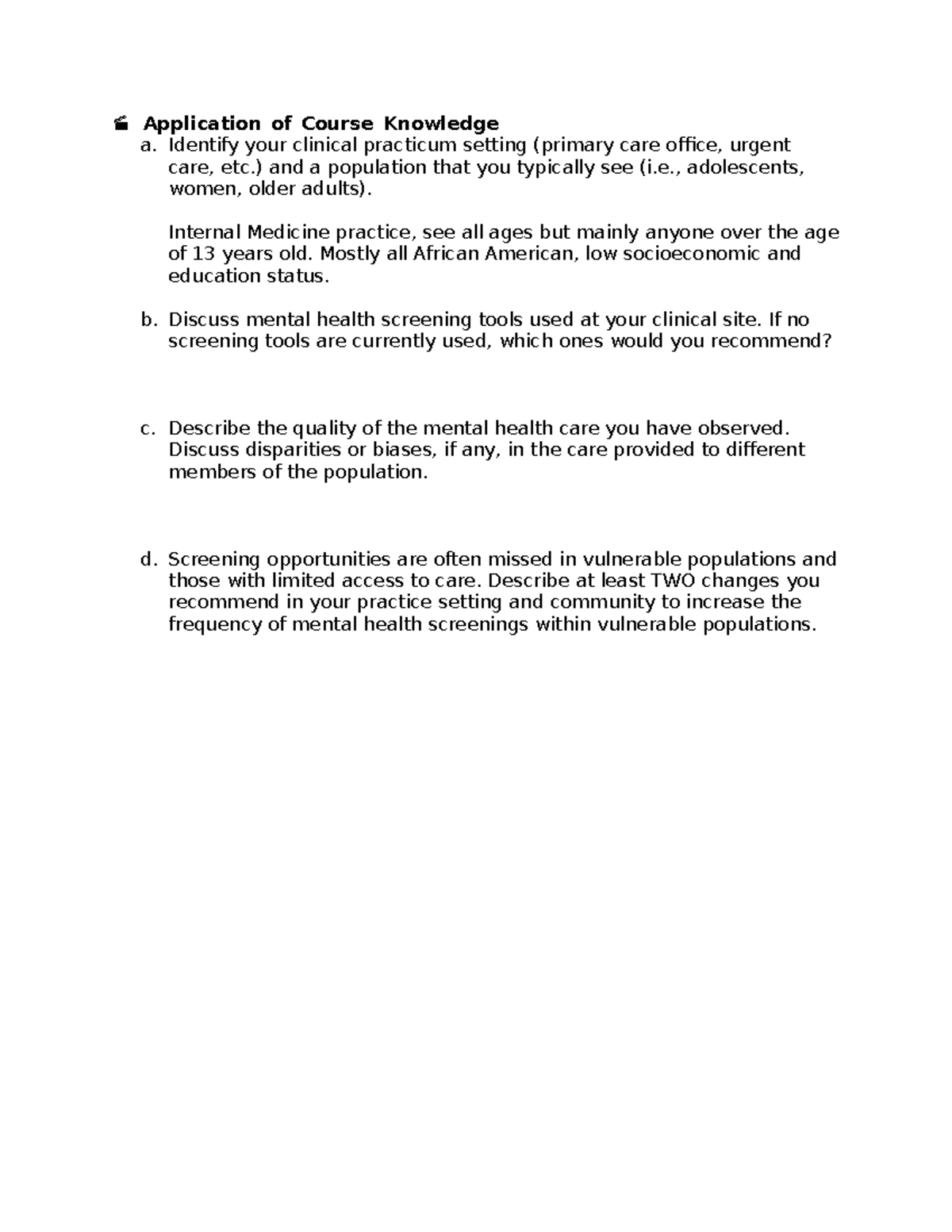 Week6Discussion - Discussion - Application of Course Knowledge a ...