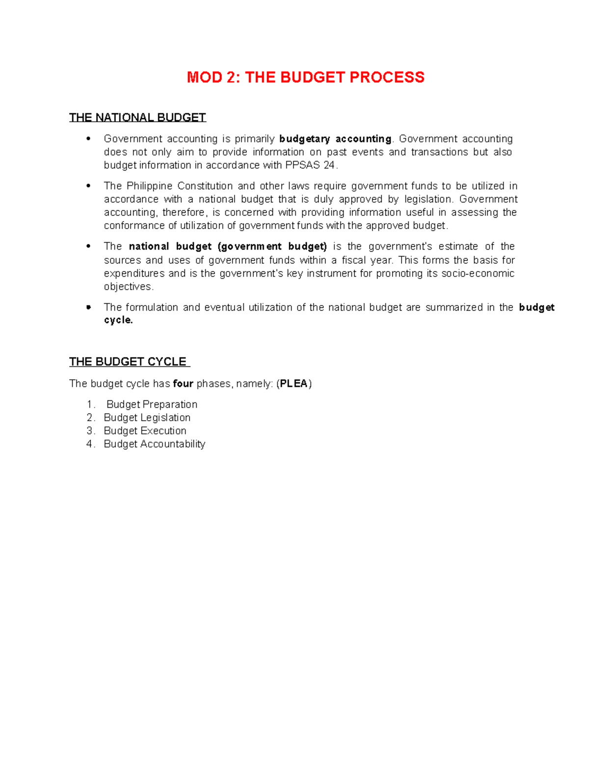 THE Budget Process - AFAR Reviewer - Government Accounting Manual - MOD ...