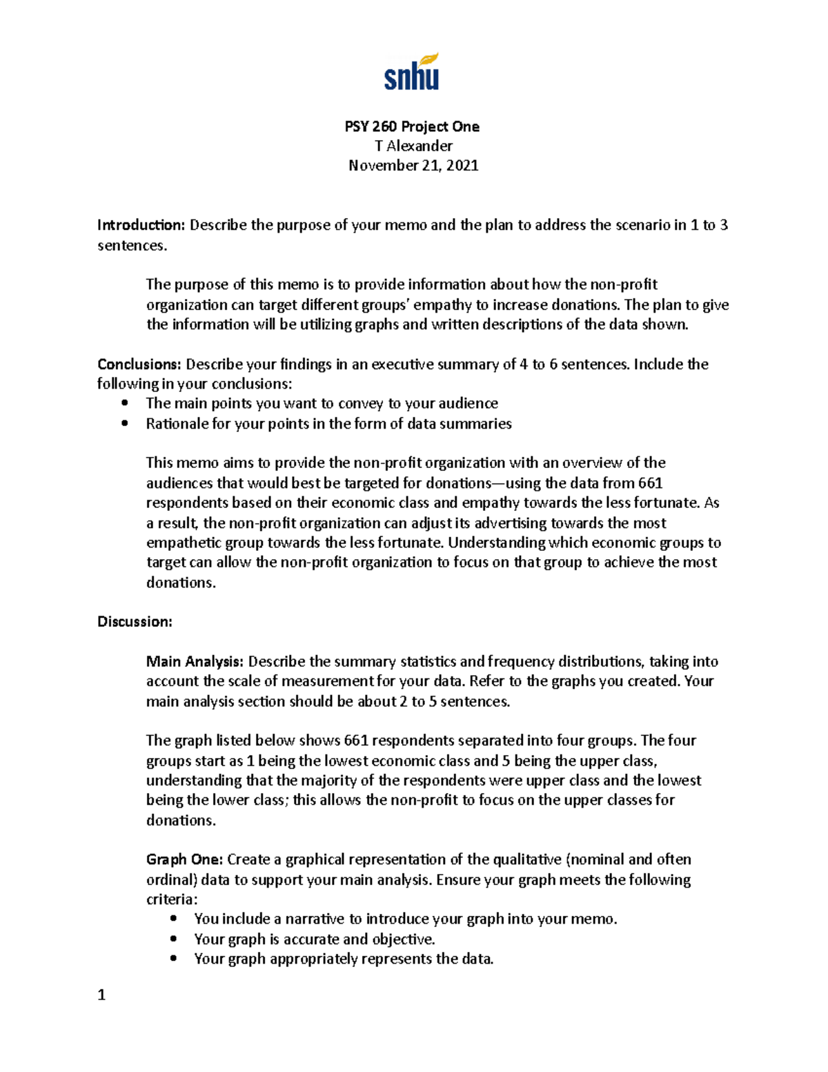 PSY260 Project One - PSY 260 Project One T Alexander November 21, 2021 Introduction: Describe ...