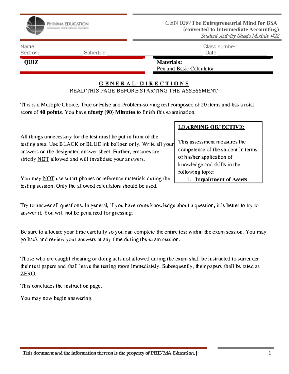 GEN 009 SAS 22 QUIZ 8 - Hope this help - (converted to Intermediate Accounting) Student Activity ...