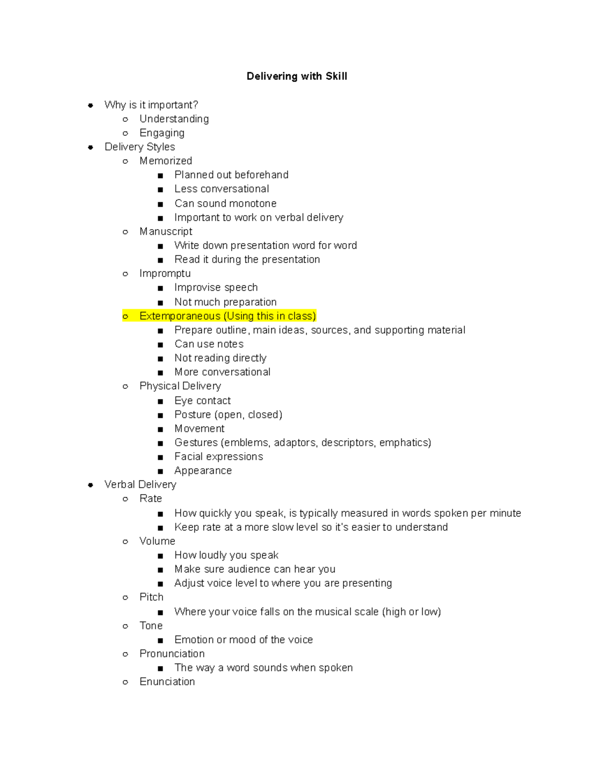 Delivering with Skill Notes - Delivering with Skill Why is it important ...