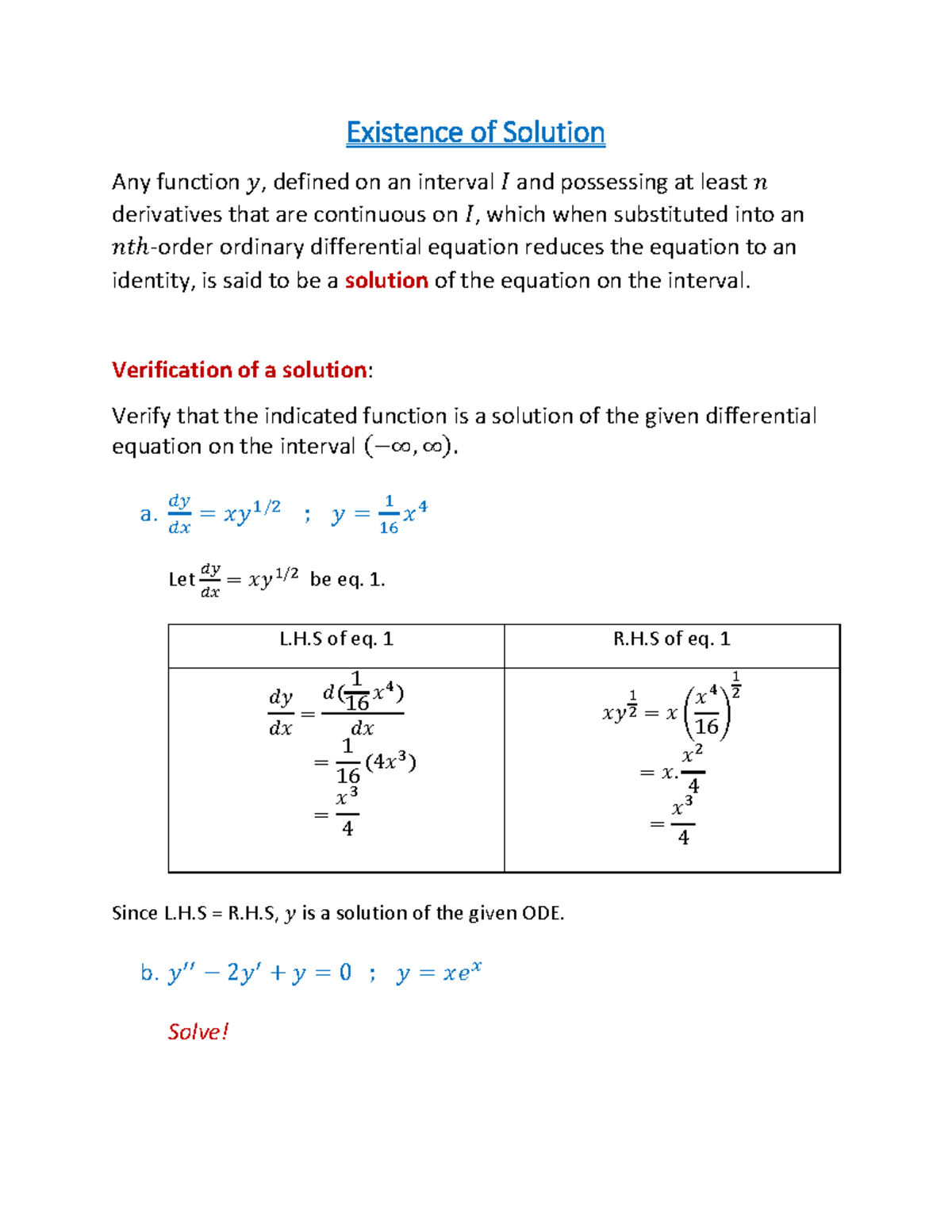 differential equation Initial Value Problems - Existence of Solution ...