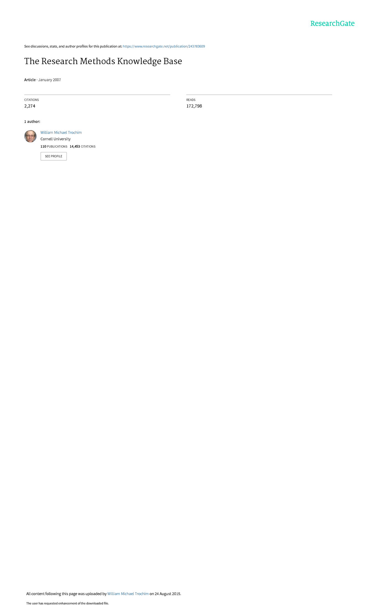 The Research Methods Knowledge Base - See discussions, stats, and author profiles for this - Studocu