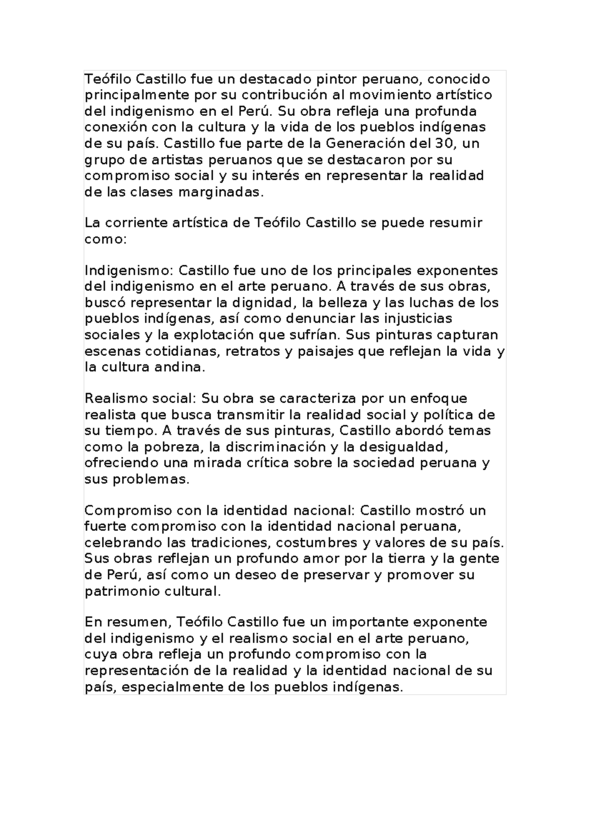 Teófilo Castillo fue un destacado pintor peruano - Teófilo Castillo fue ...