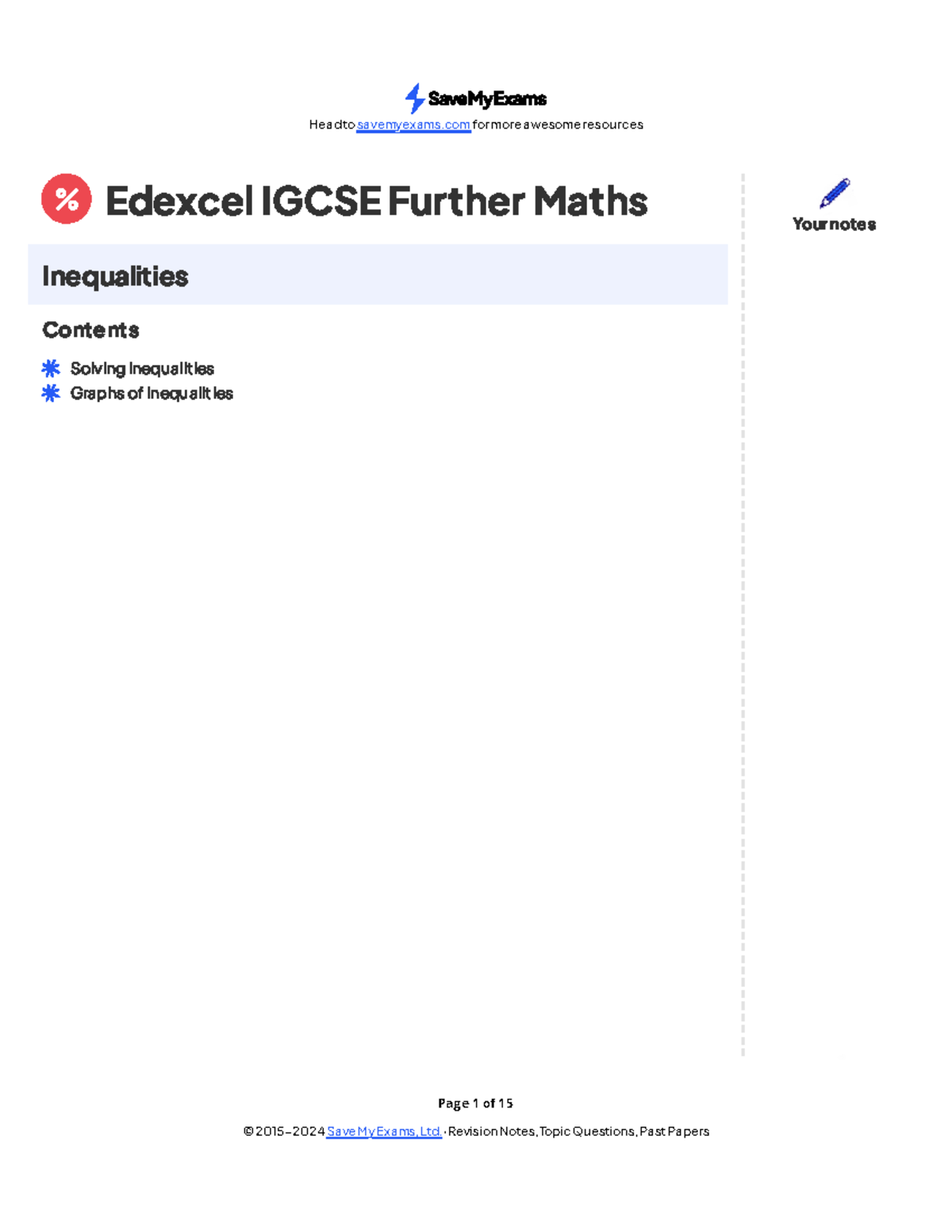 Inequalities - good. - Page 1 of 15 Edexcel IGCSE Further Maths ...
