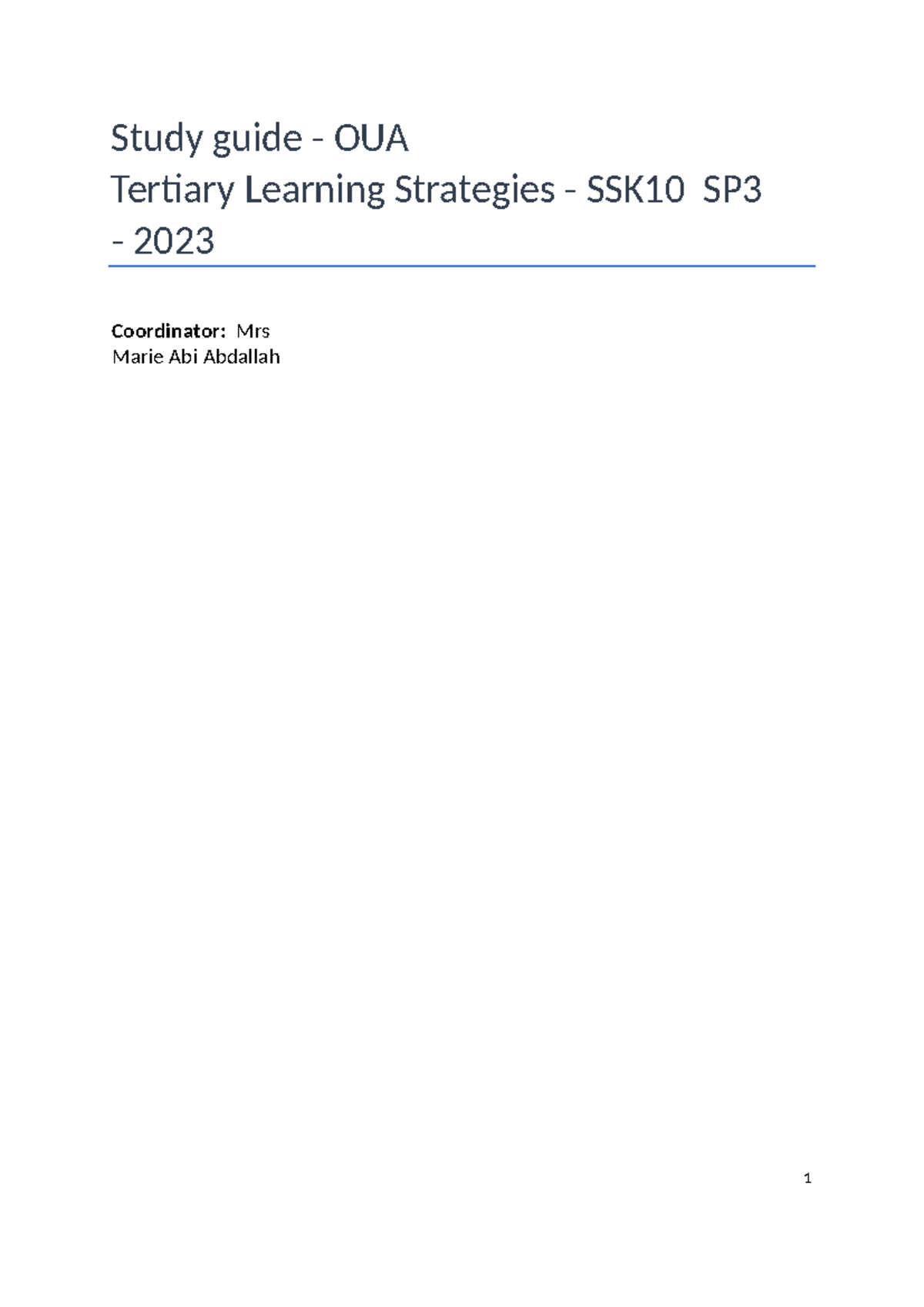 Study Guide SSK10 word - Study guide - OUA Tertiary Learning Strategies ...
