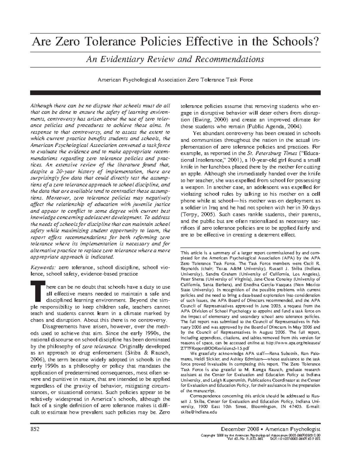 Zero-tolerance - English - Are Zero Tolerance Policies Effective in the ...