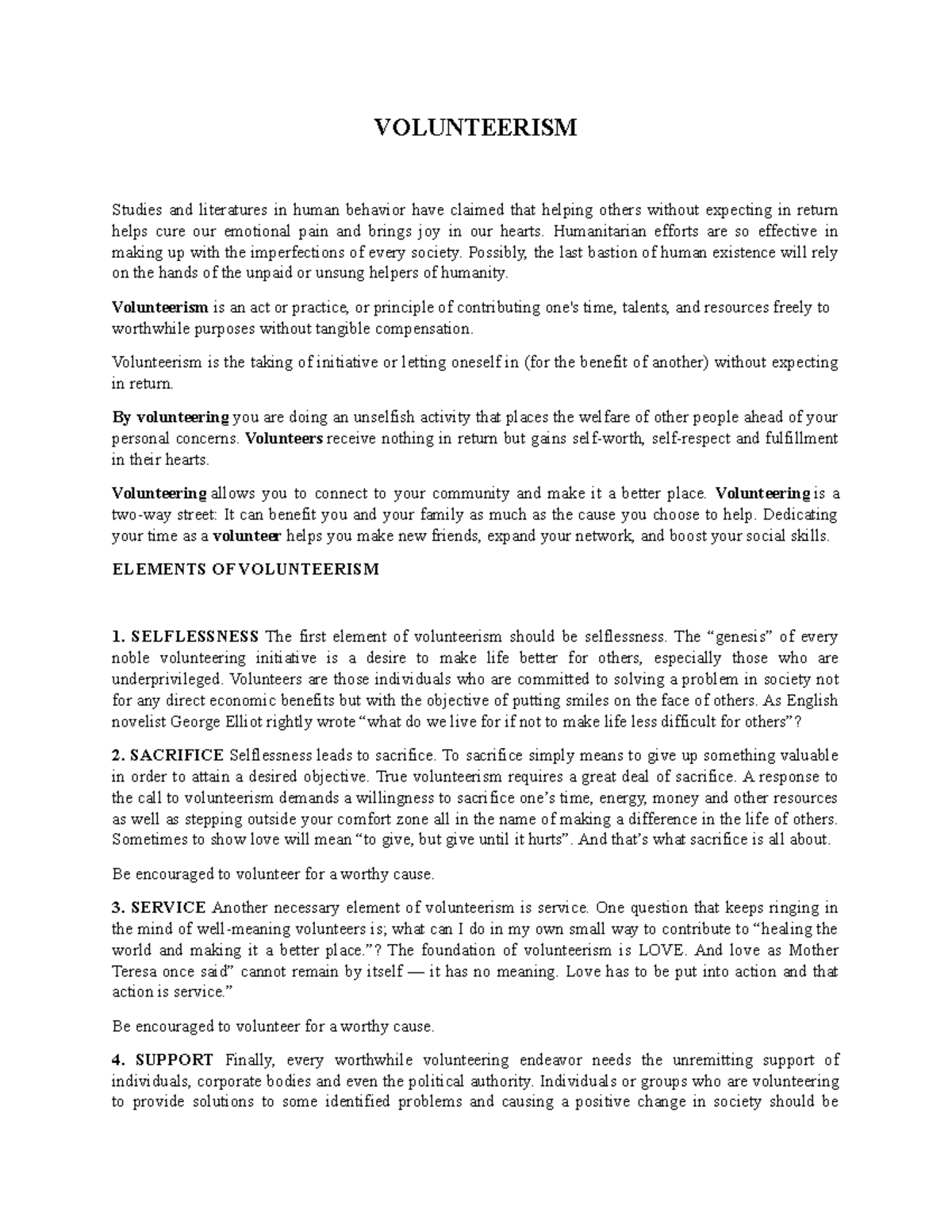 Volunteerism - VOLUNTEERISM Studies and literatures in human behavior ...