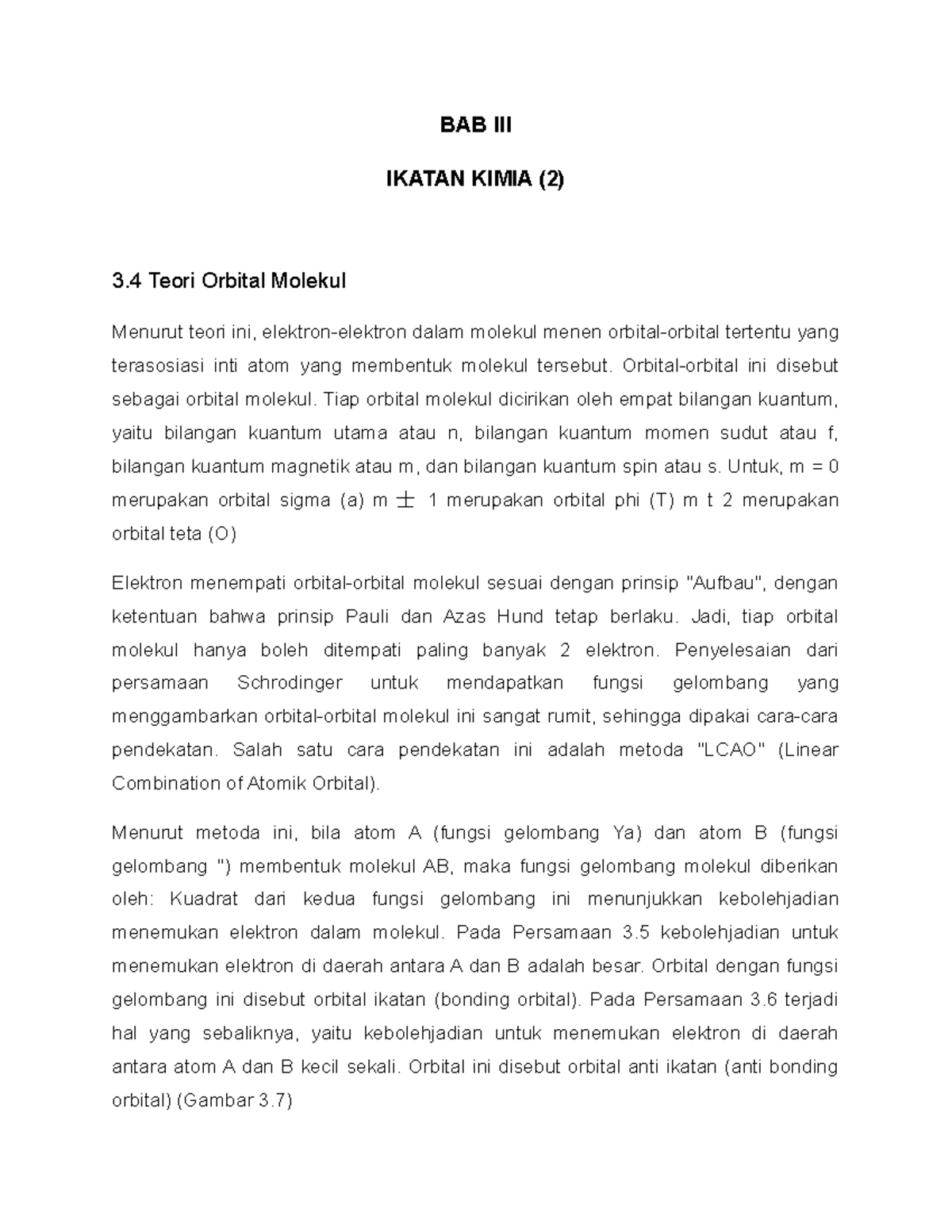 Kimia 1 Rangkuman Bab Ikatan Kimia (2) - BAB III IKATAN KIMIA (2) 3 ...