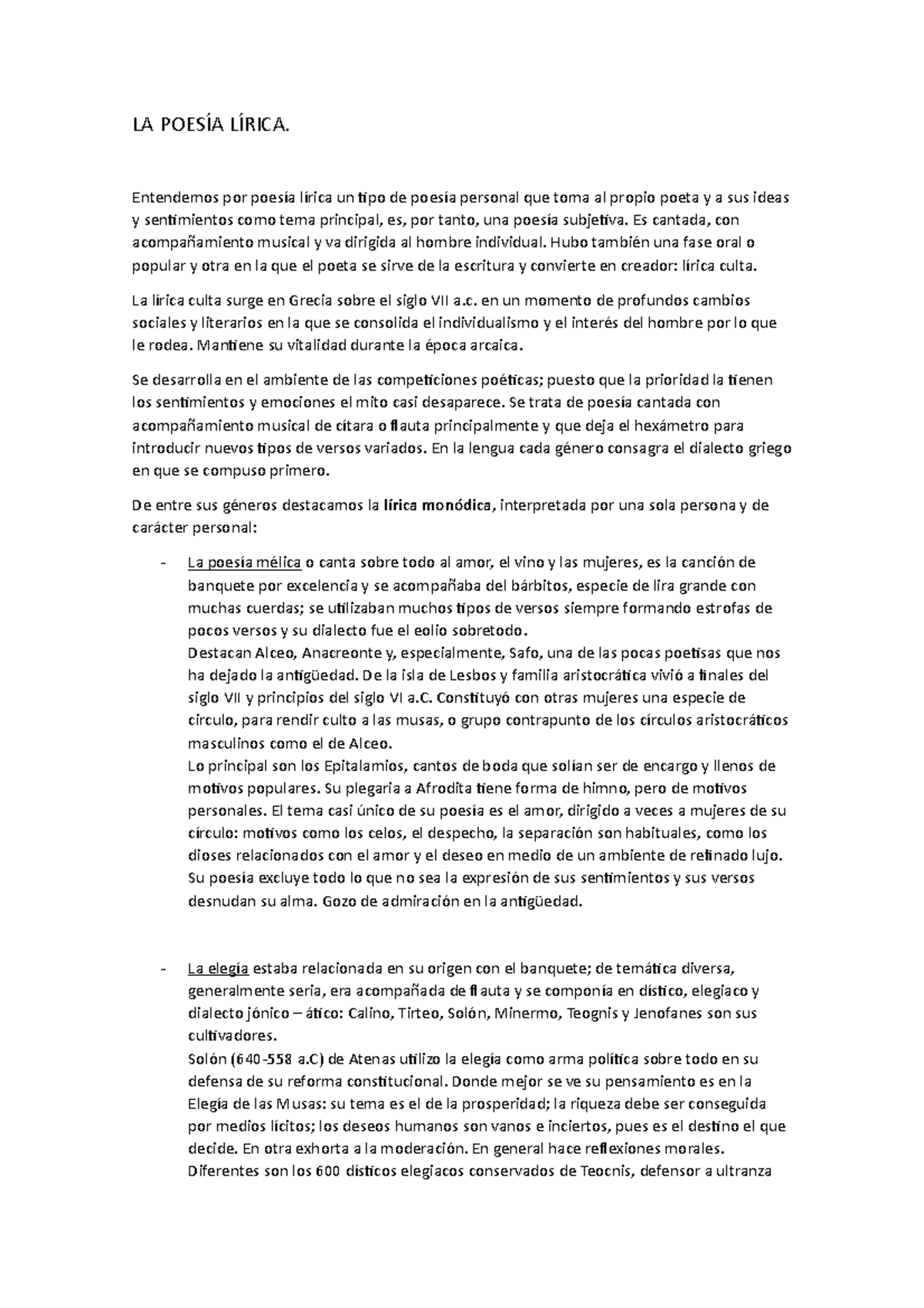 La lirica - LA POESÍA LÍRICA. Entendemos por poesía lírica un tipo de ...