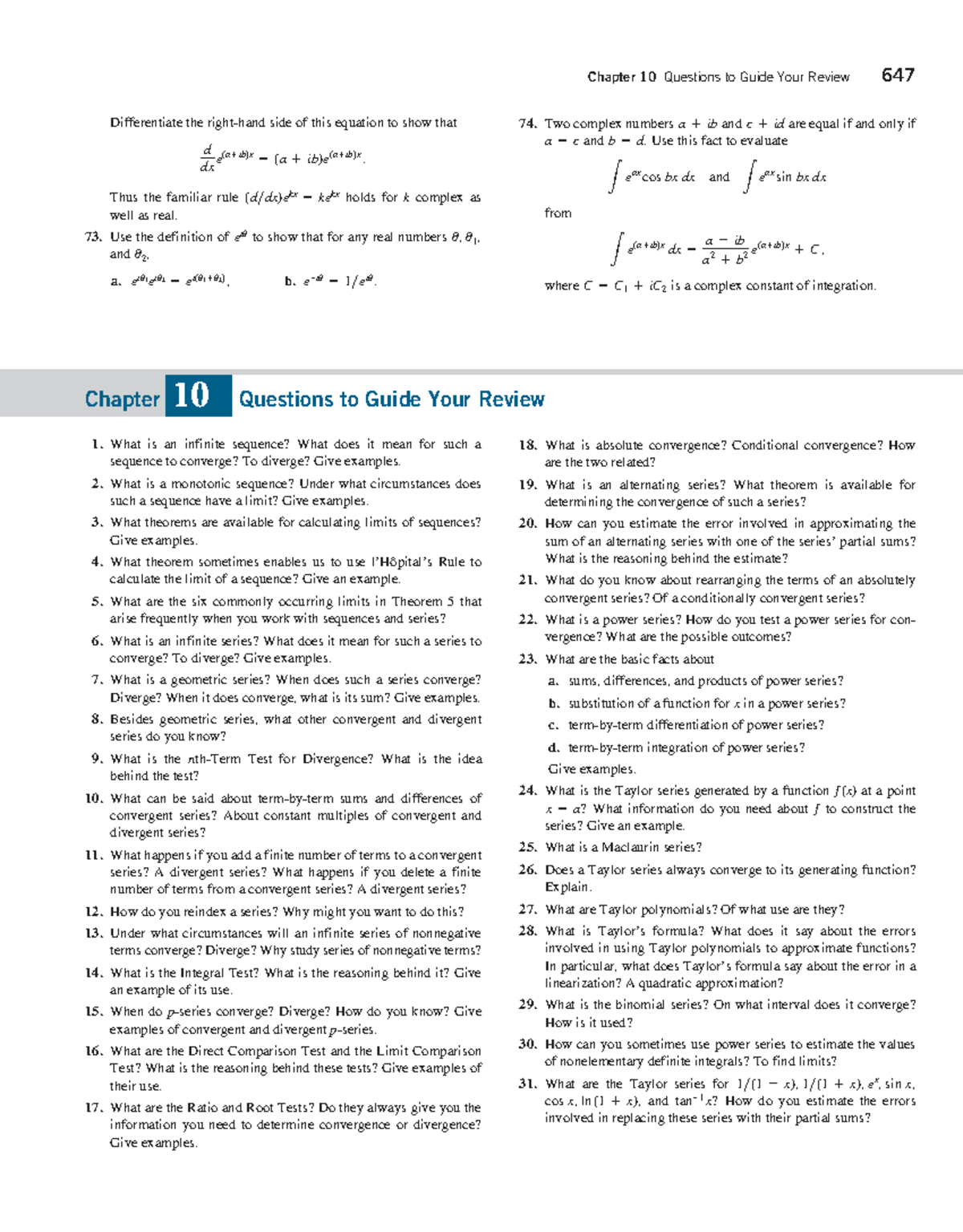Math ch10-review - math work - Chapter 10 Questions to Guide Your Review 647 Differentiate the ...