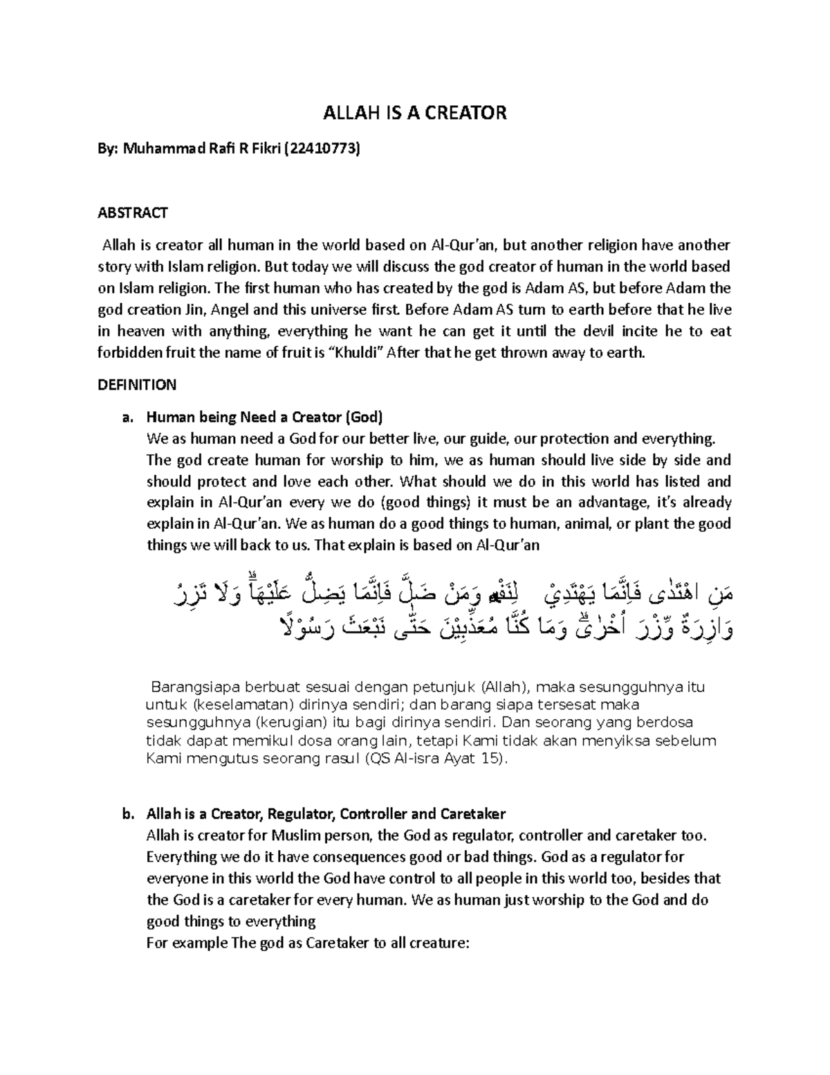 Allah IS A Creator - the meaning of the god - ALLAH IS A CREATOR By ...