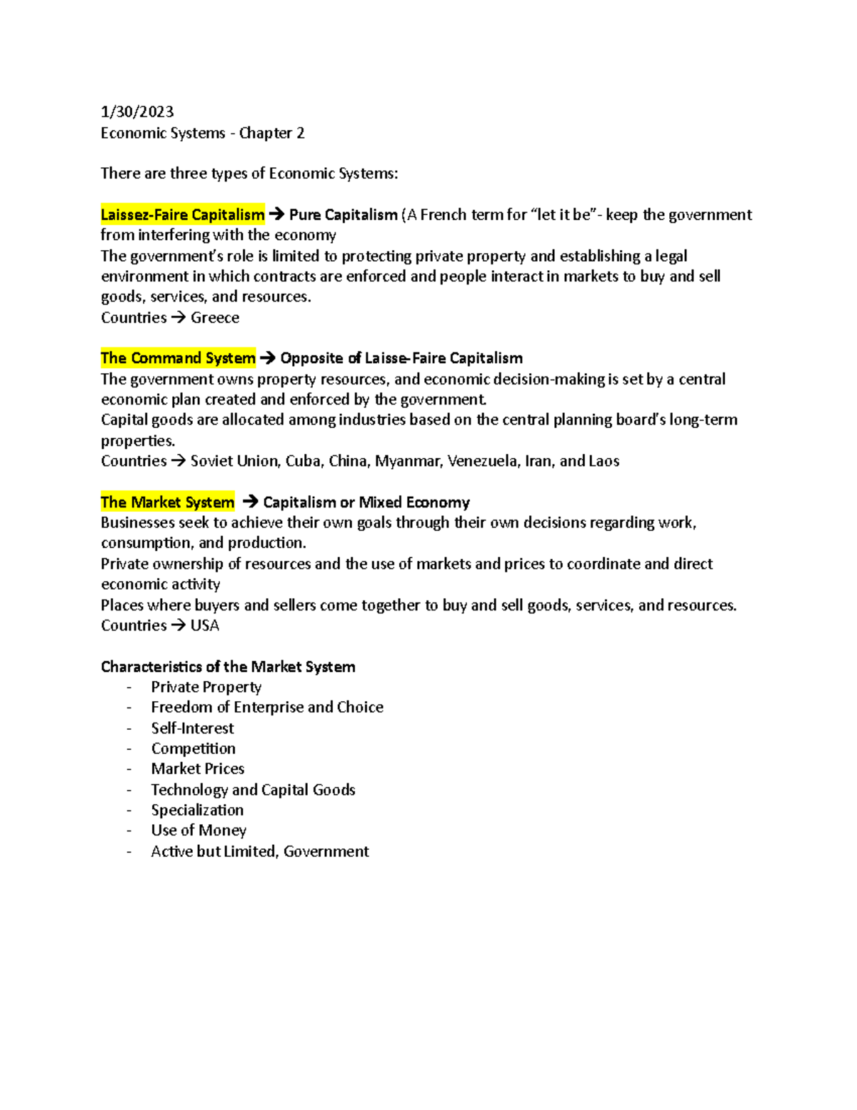 Economic Systems - 1/30/ Economic Systems - Chapter 2 There are three ...
