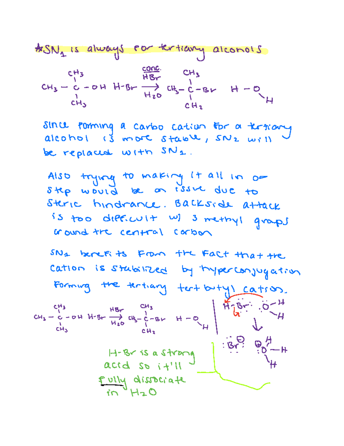 SN1 mechanism with tertiary alcohols - ASN is always for tertiary ...