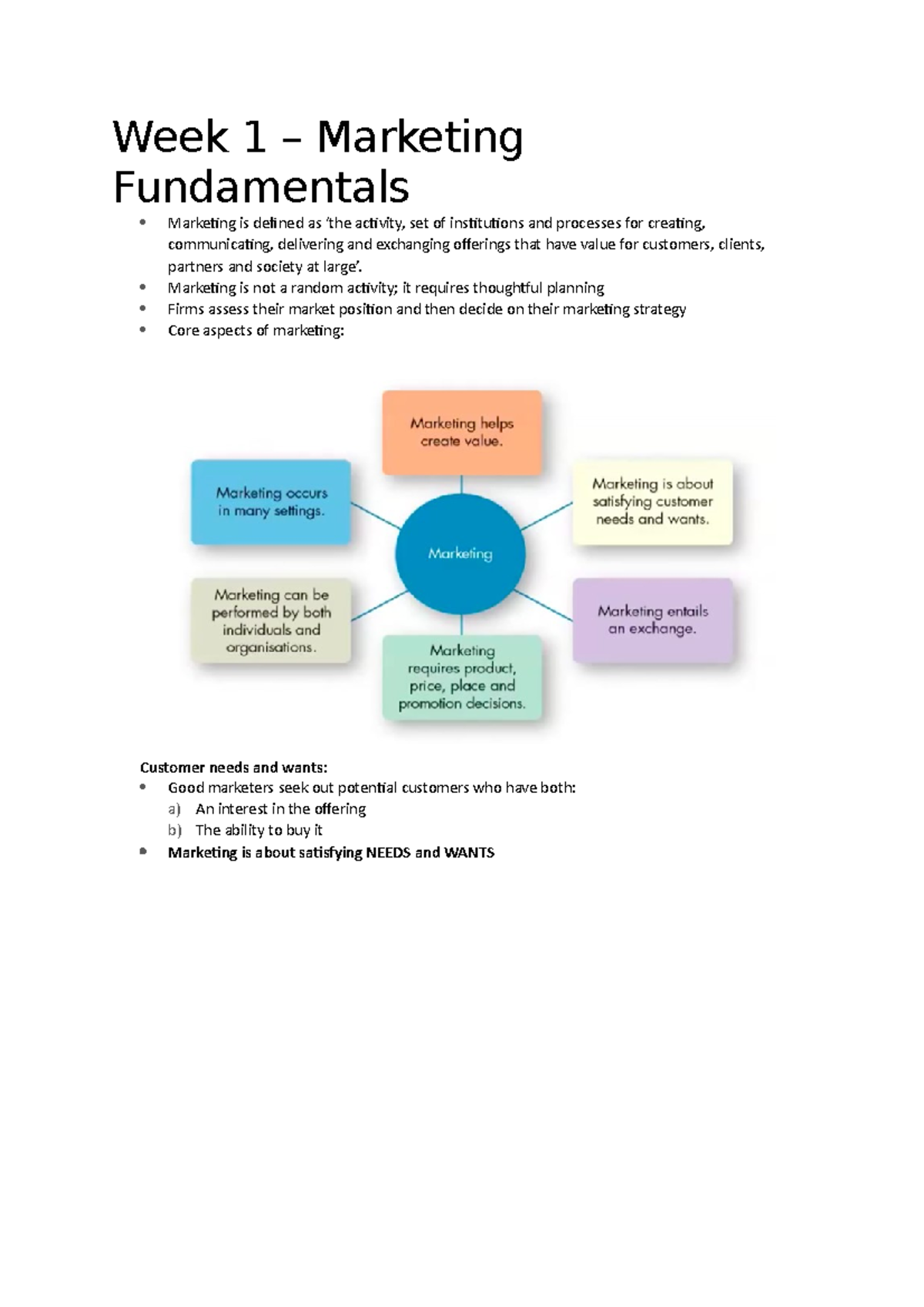 Week 1 – Marketing Fundamentals - Week 1 – Marketing Fundamentals ...