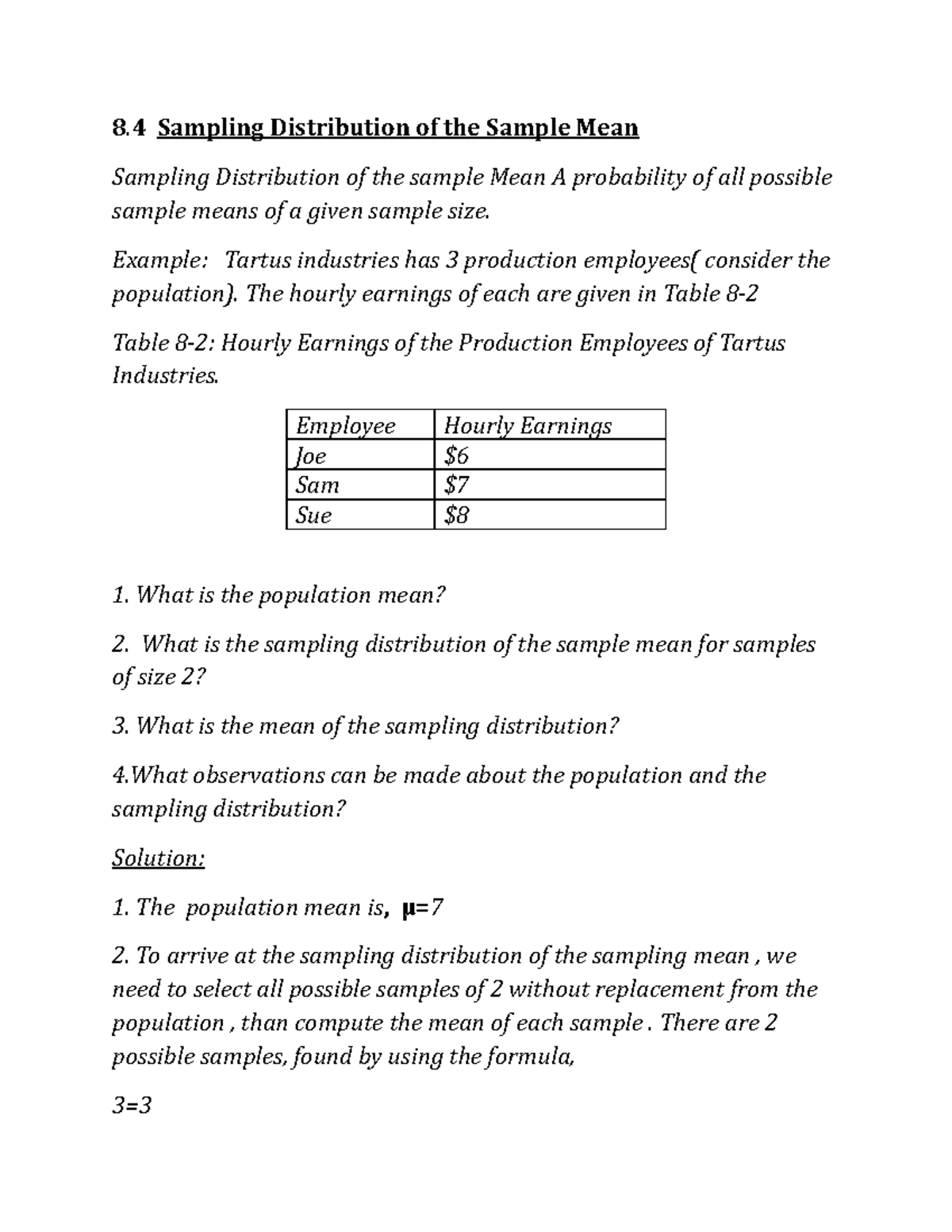 Sampling Distribution Of The Sample Mean 8 4 Sampling Distribution