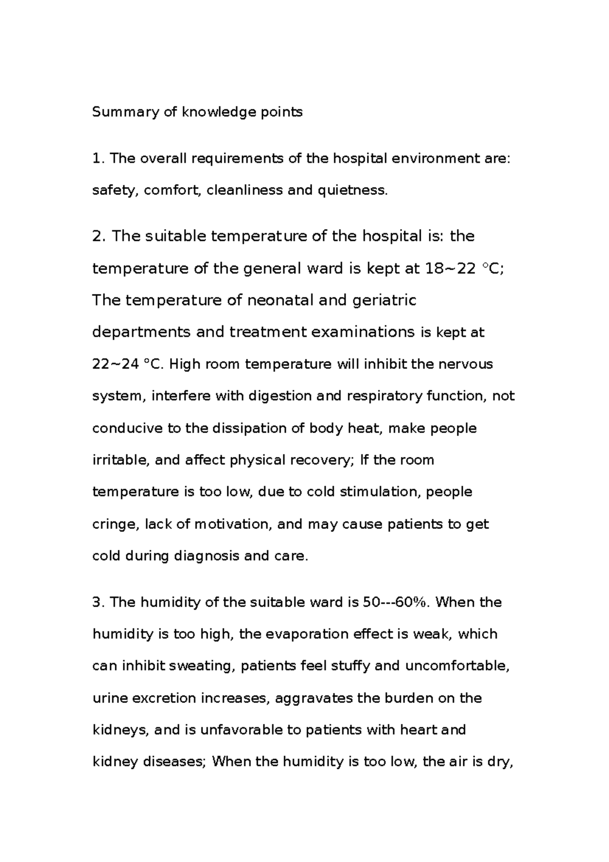 Summary of knowledge points NURS221 - Summary of knowledge points The ...