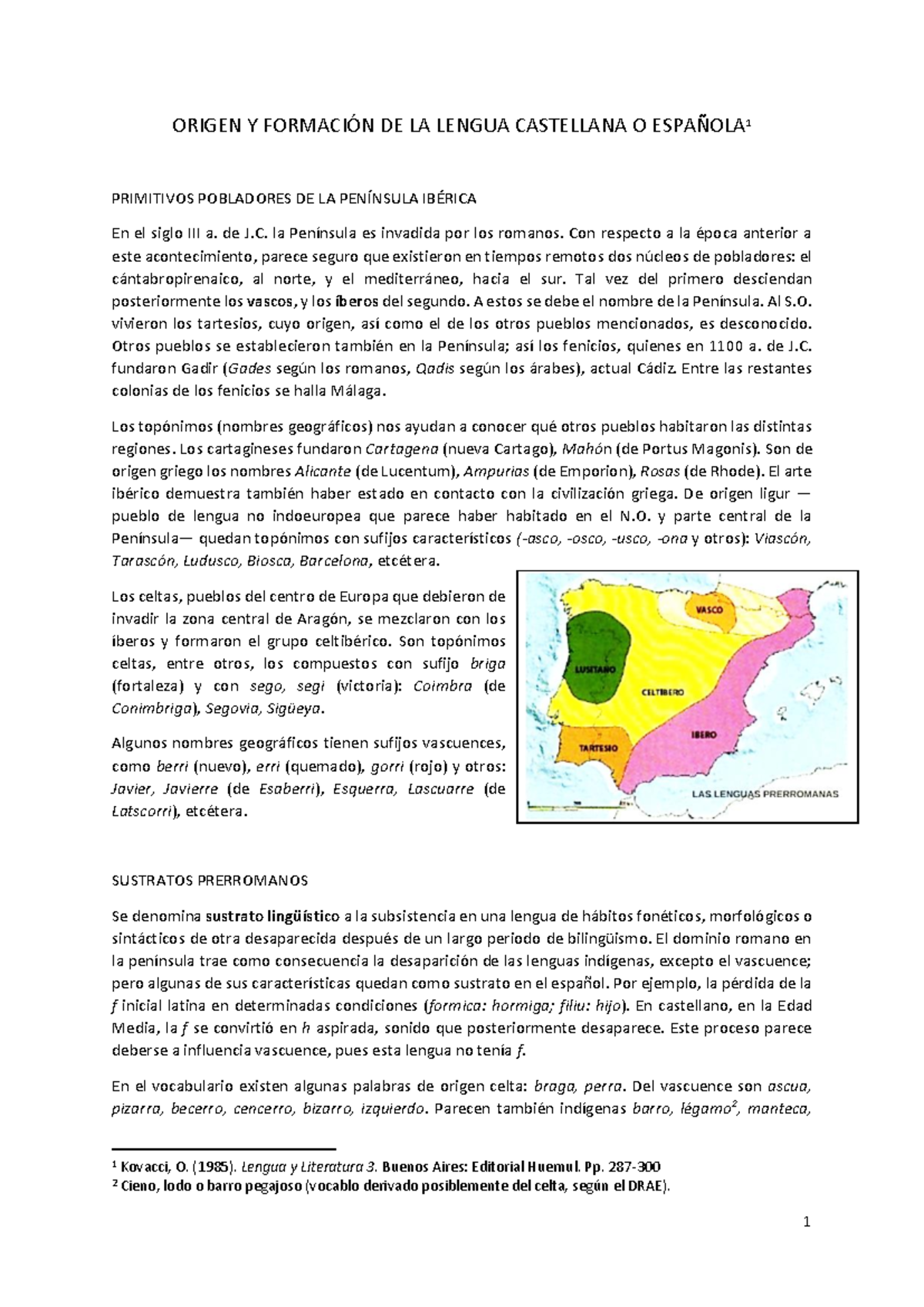 Historia DE LA Lengua Castellana O Española (Kovacci y otros) y el ...