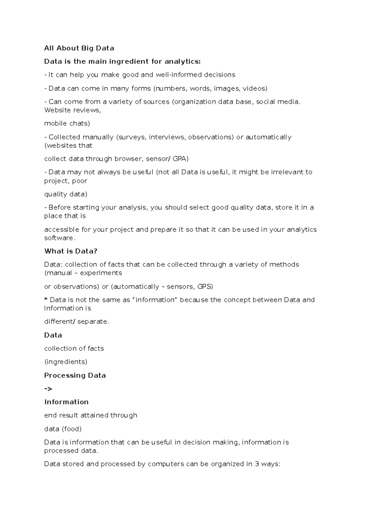 All About Big Data - notes 1 - All About Big Data Data is the main ...