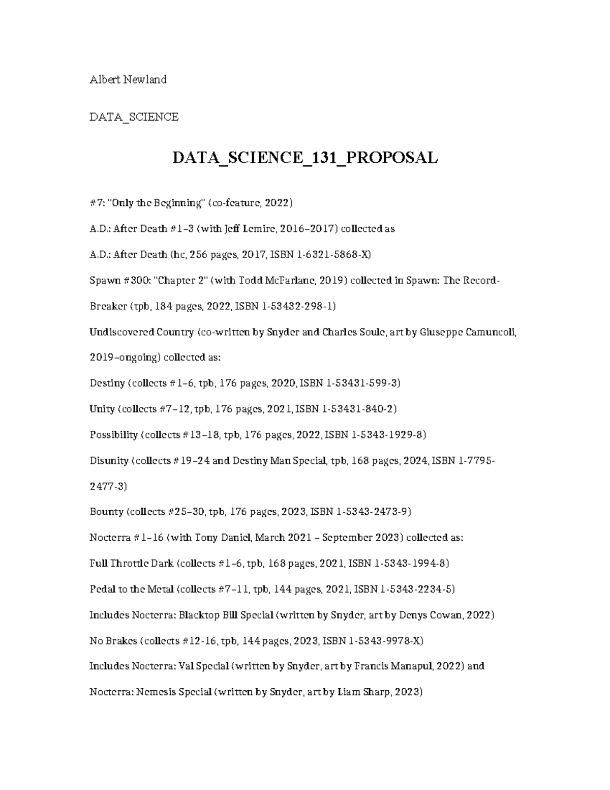 DATA Science 131 Proposal - Albert Newland DATA_SCIENCE DATA_SCIENCE ...