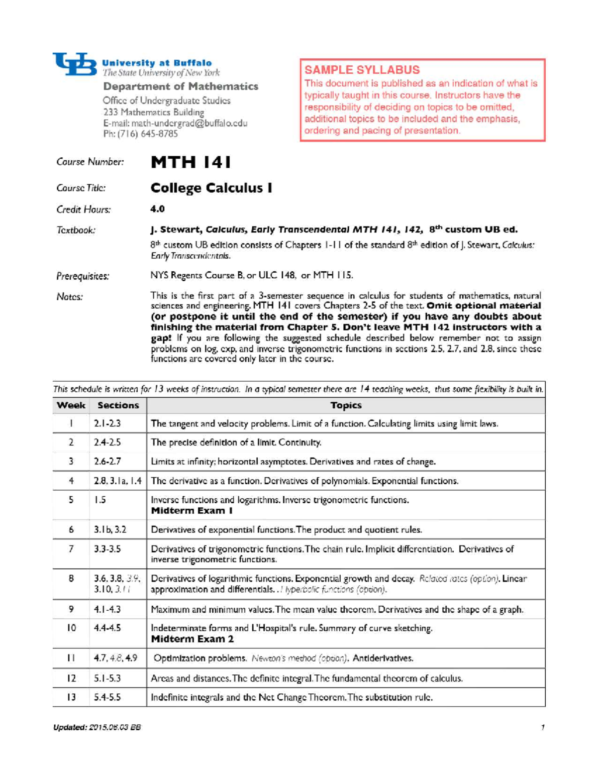 MTH141 Syllabus - MTH 141LR - Studocu