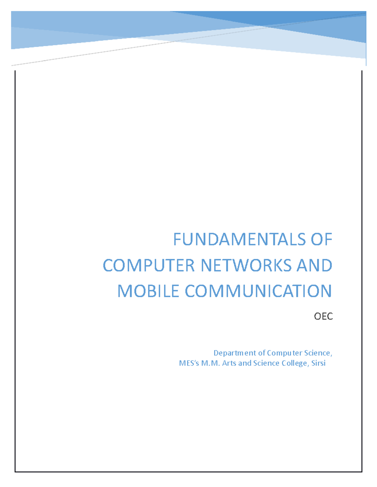 OEC Chapter 2 Continuation - Department of Computer Science, MES’s M ...