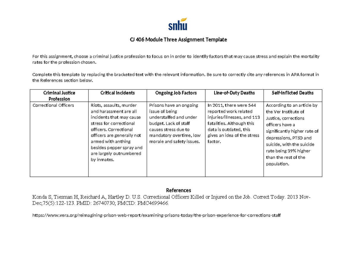CJ 406 Module Three Assignment Template - Complete this template by ...