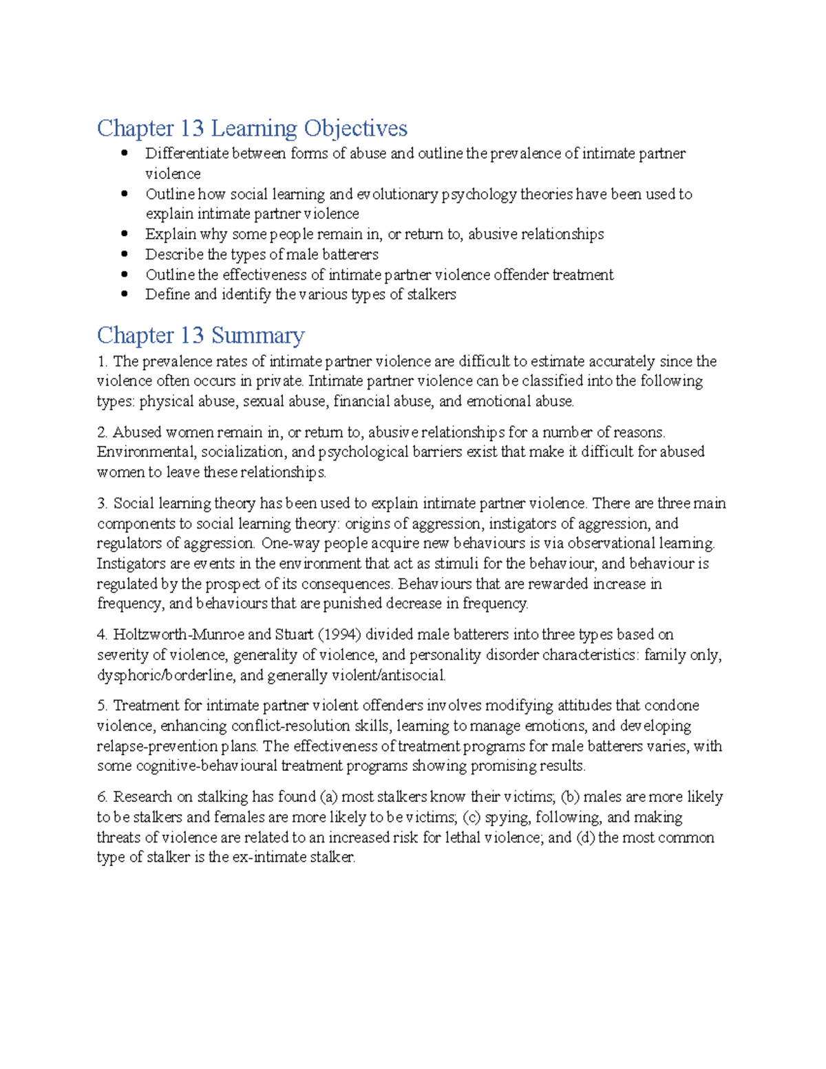 Chapter 13 - Summary Forensic Psychology - Chapter 13 Learning Objectives Differentiate between ...