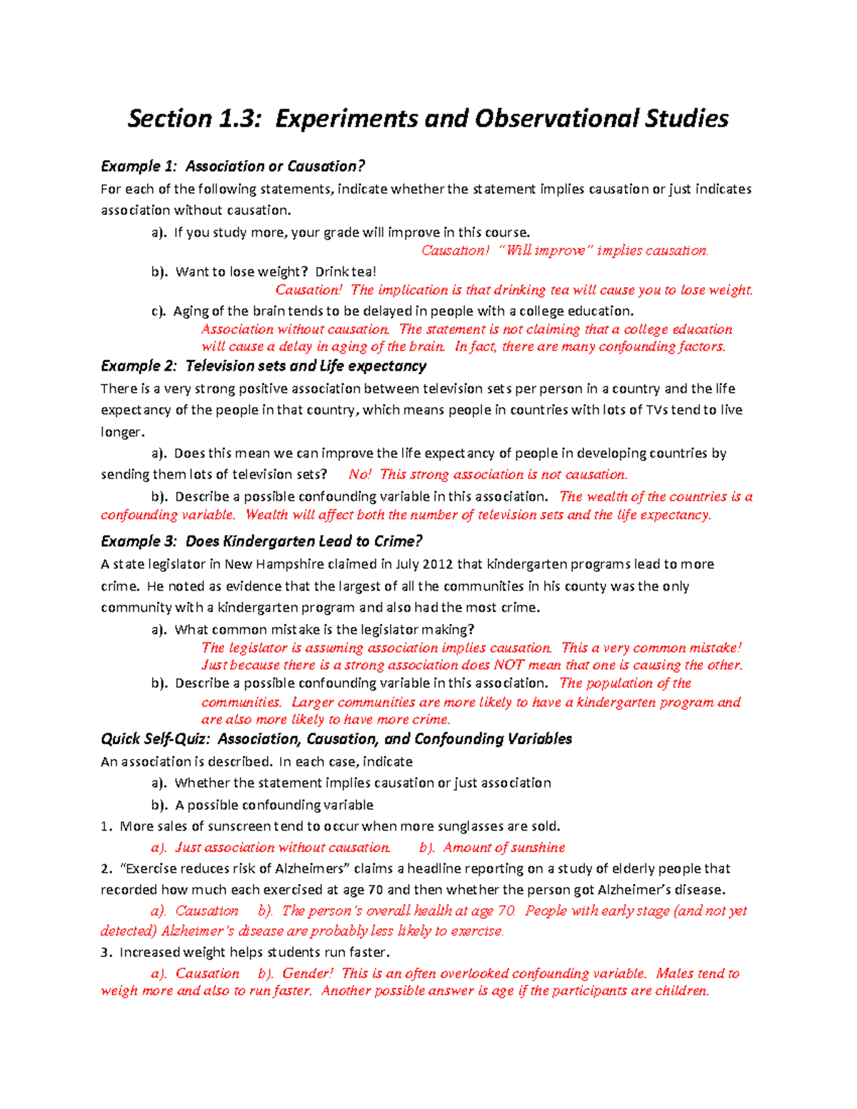 Sec1-3Examples Answers - Section 1: Experiments and Observational ...