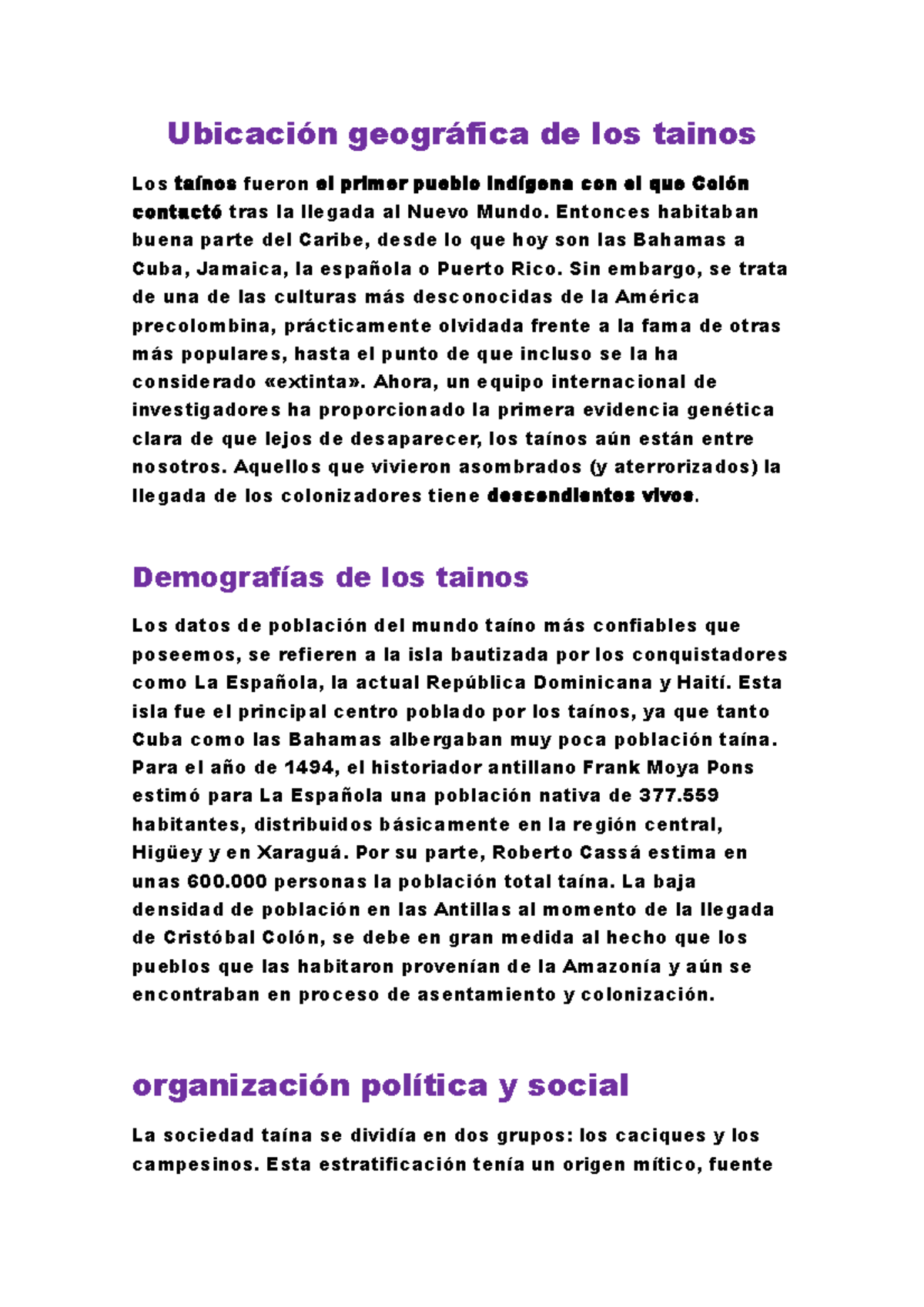 Ubicación geográfica de los tainos - Ubicación geográfica de los tainos ...