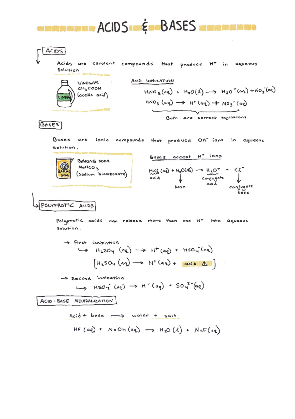 CHEM 101 - Acids and Bases - CHE 101 - Studocu