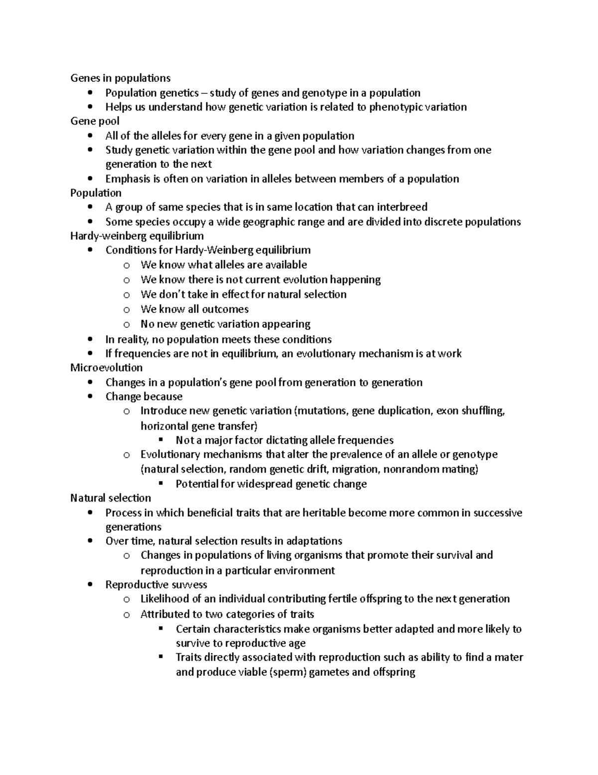 Ch 24 - ch 24 - Genes in populations Population genetics – study of ...