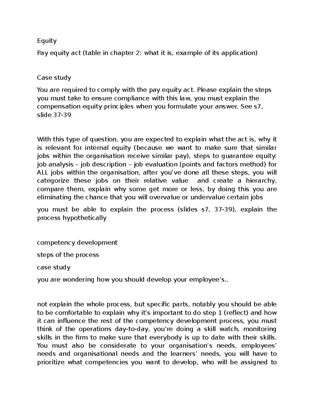 hrm final exam guide - Equity Pay equity act (table in chapter 2: what ...