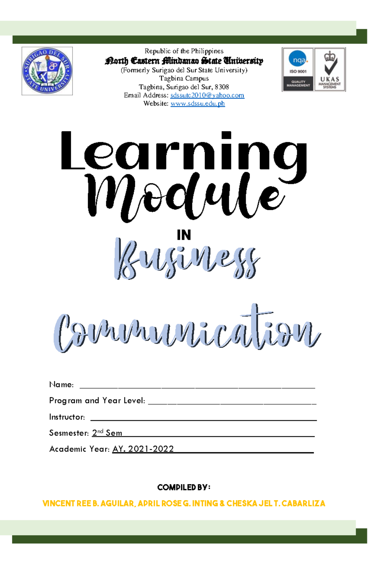 Module 3 Business Comm - Republic of the Philippines North Eastern ...