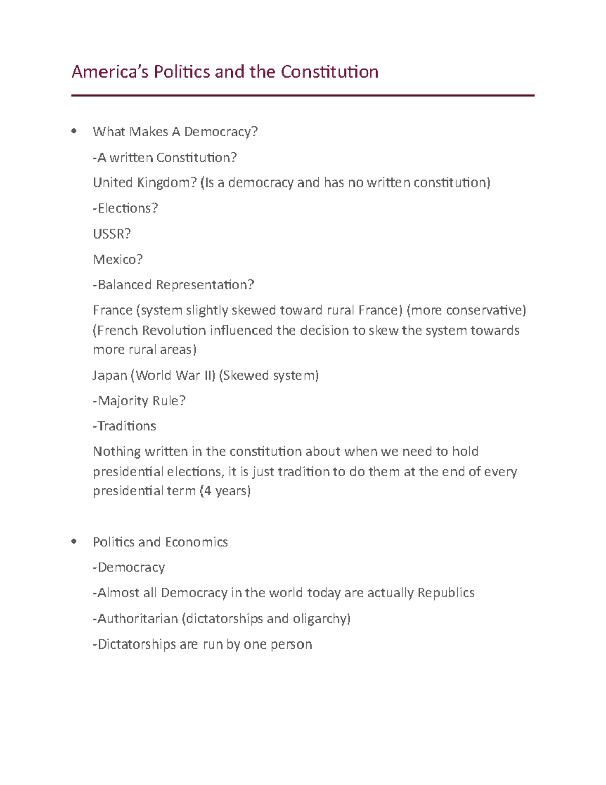 Government Notes 8:30:18 - America’s Politics and the Constitution What ...