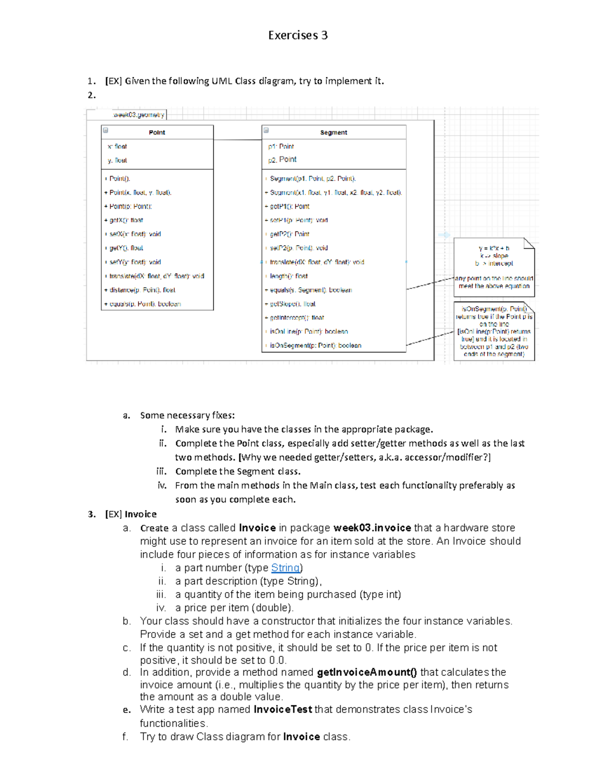CSCI 1202 Exercise 03 Intro to OOP - Exercises 3 [EX] Given the following UML Class diagram, try ...