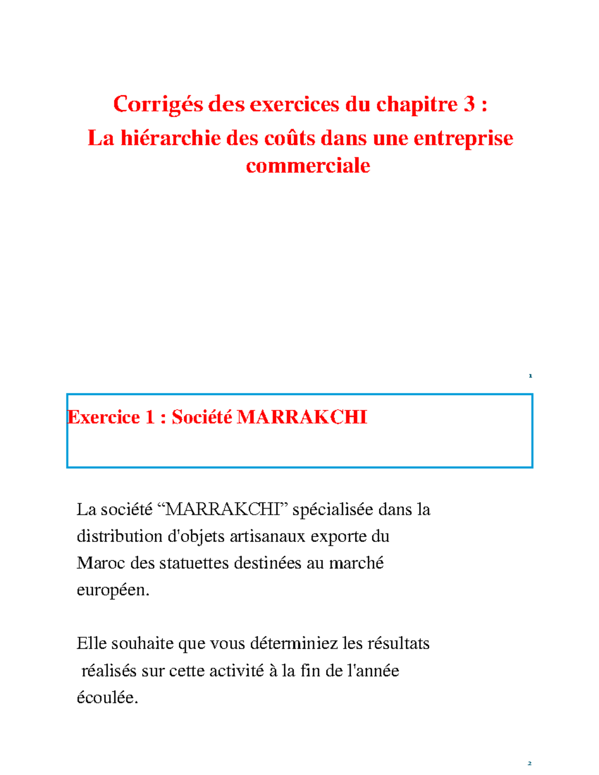 Corrig~2 - Comptabilité Analytique - Corrigés des exercices du chapitre ...