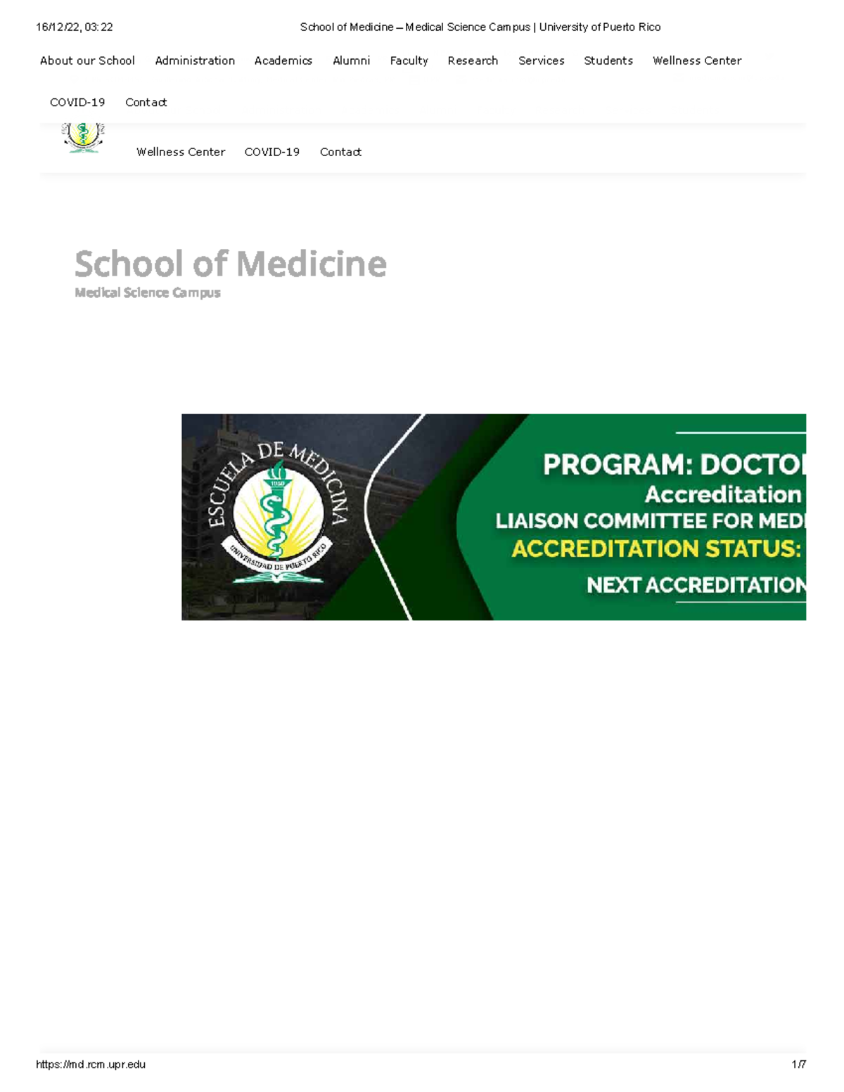 School of Medicine – Medical Science Campus University of Puerto Rico ...