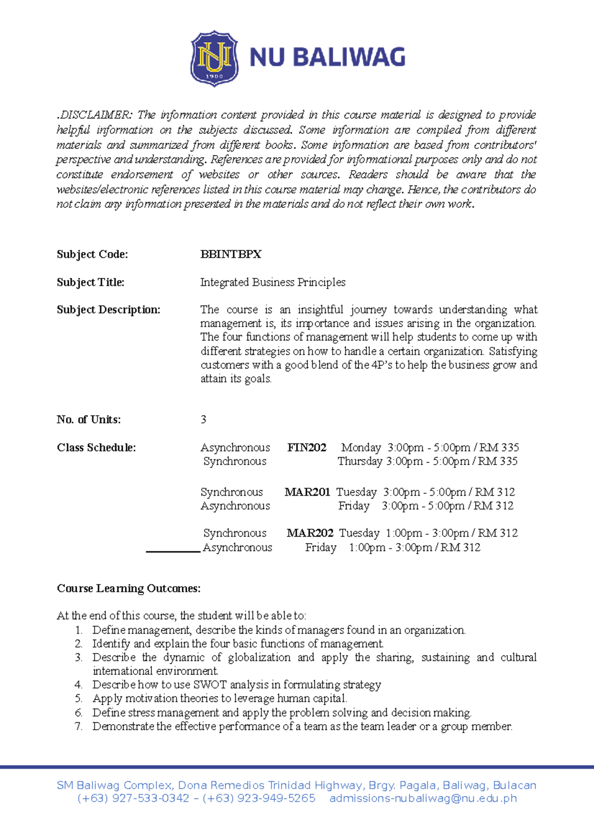 Module 4 Integrated Business Principles Week 5 - : The information ...