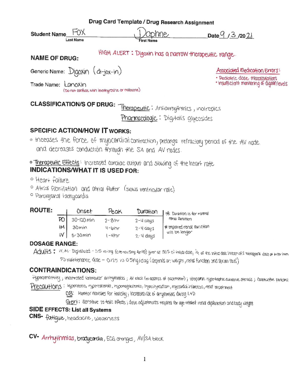 Excellent Drug Card - nursing - Drug Card Template Drug Research ...