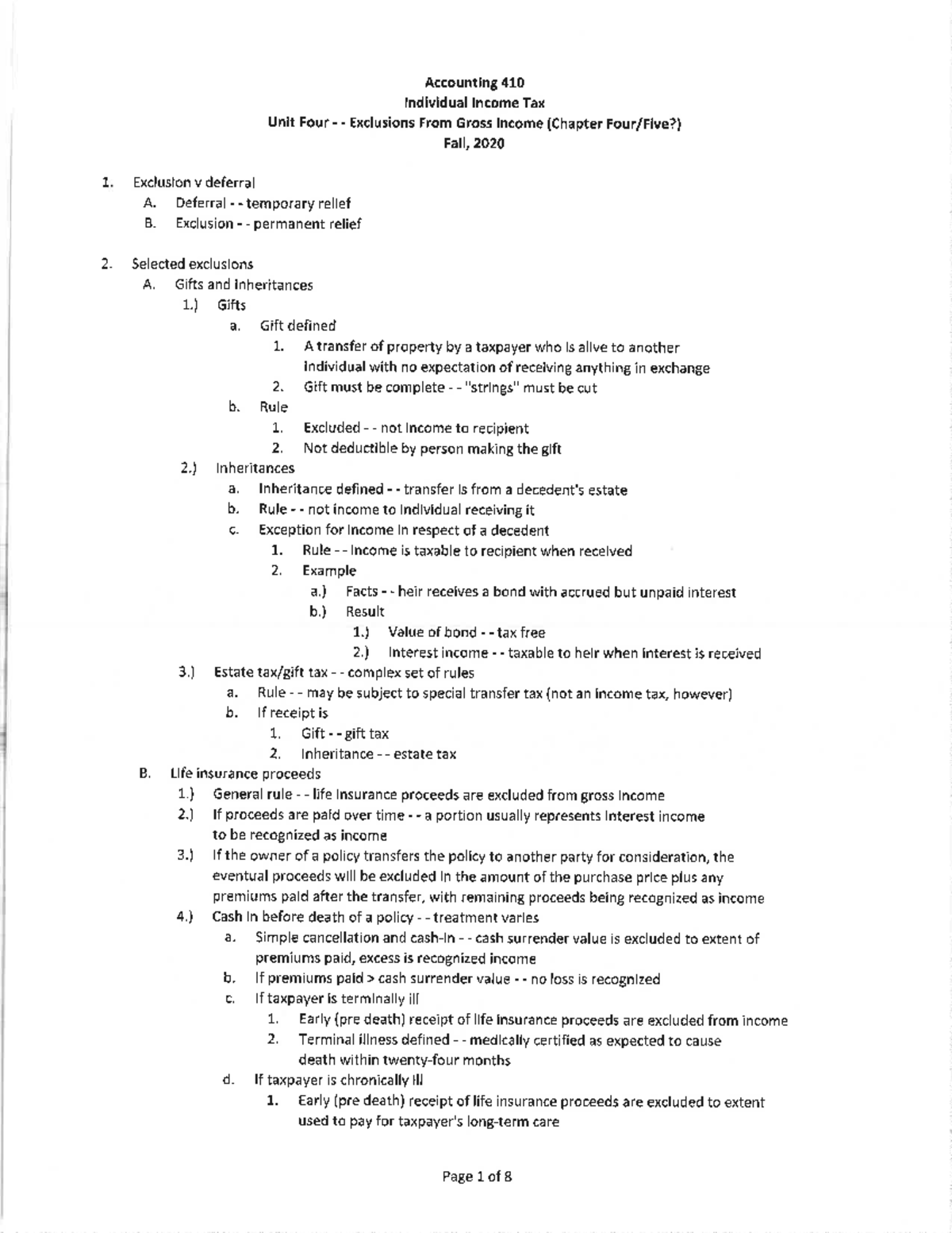 Acct 301 Class lecture Notes Unit Four Fall 2020 - ACCT 301 - Studocu