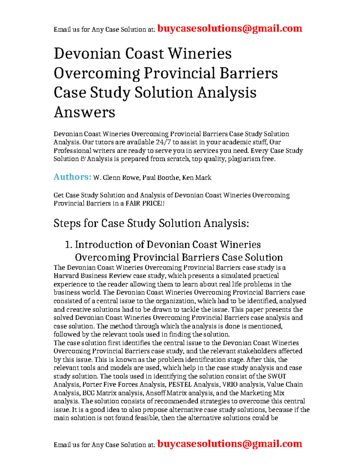 Solution Devonian Coast Wineries Overcoming Provincial Barriers Case ...