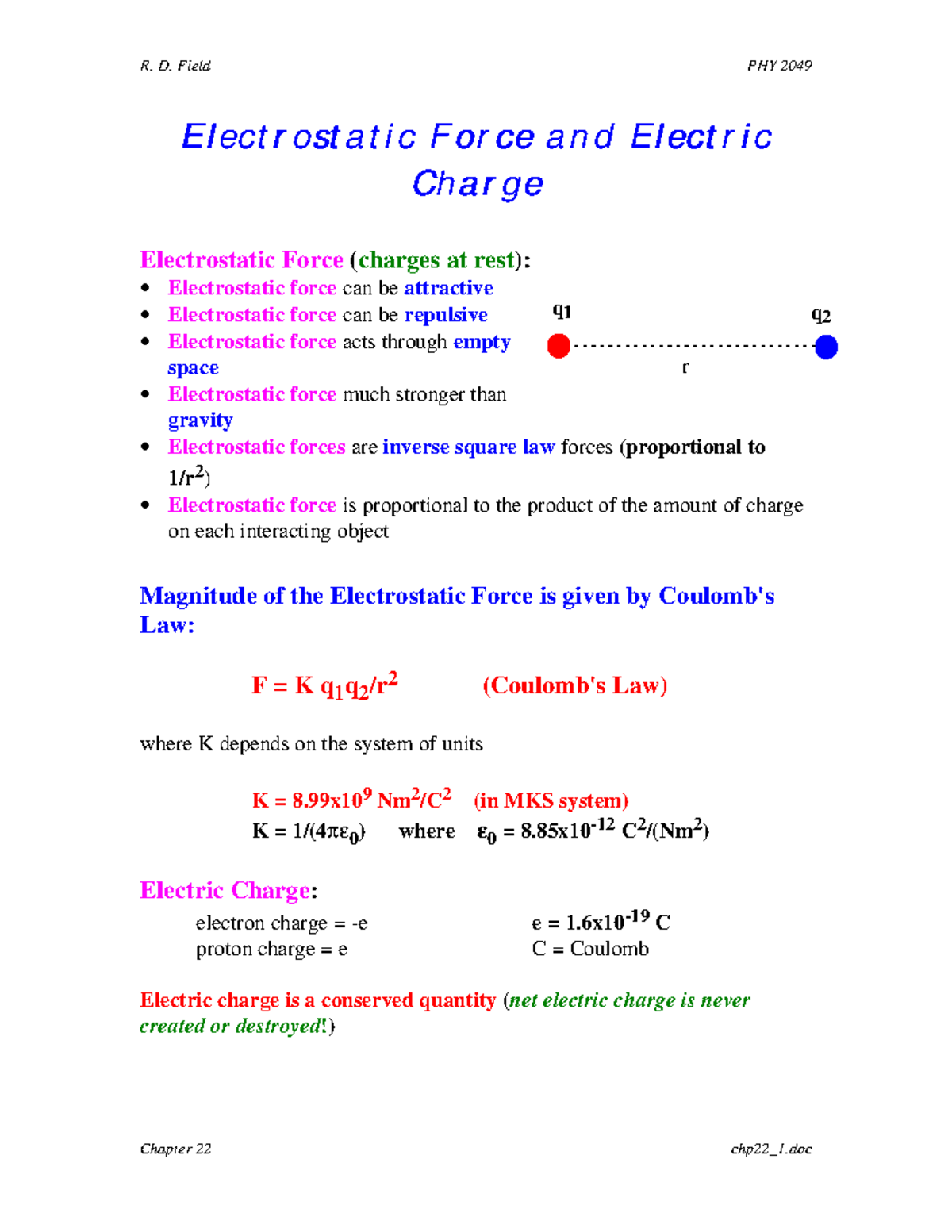 All chapters - Class 12 all chapter derivations - Electrostatic Force and Electric Electrostatic ...